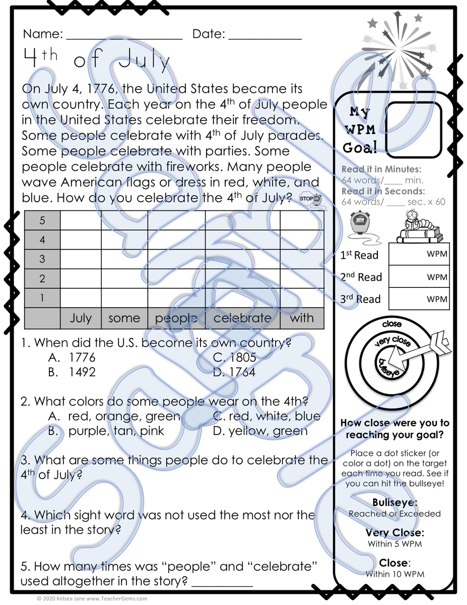 July Reading Passages - American Symbols, Monuments, and National Park ...