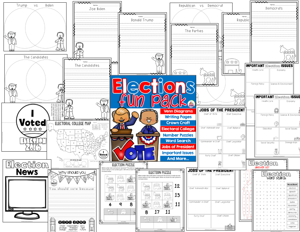 Election 2020 Fun Pack - Venn Diagrams, Writing Pages, Electoral Colle ...