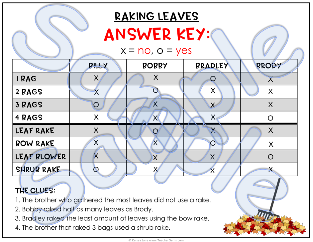 Fall (Autumn) Theme Logic Puzzles – Teacher Gems