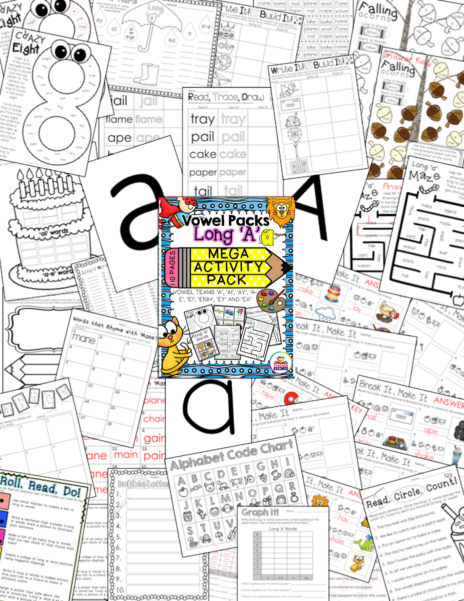 Long A - Vowel MEGA Activity Pack – Teacher Gems