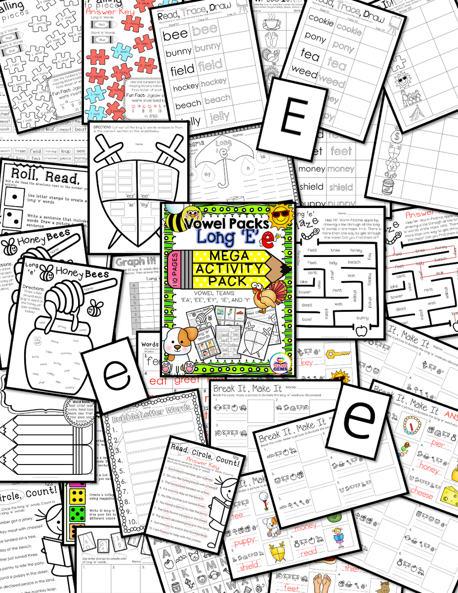 Long E - Vowel MEGA Activity Pack – Teacher Gems