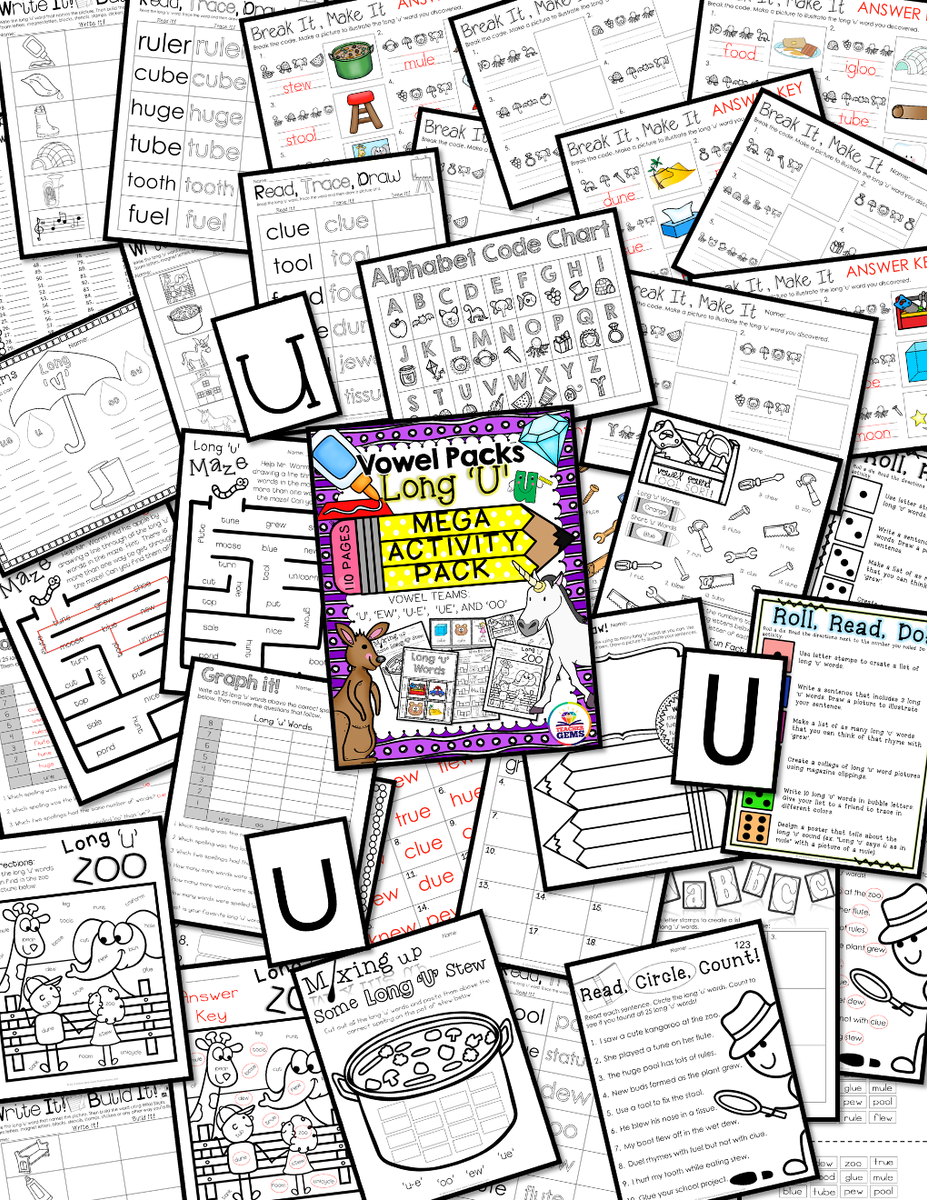 Long U - Vowel MEGA Activity Pack – Teacher Gems
