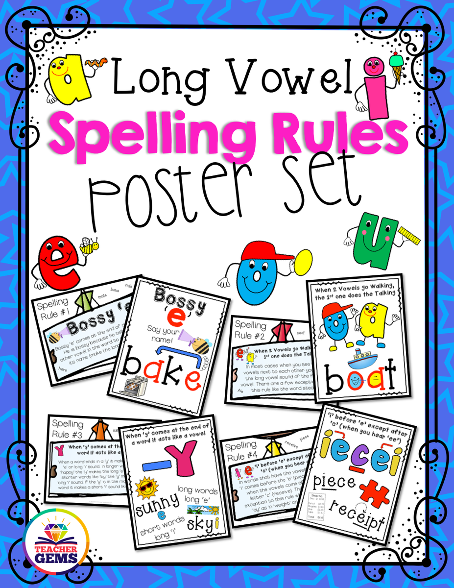 Long Vowel Spelling Rules Poster Set – Teacher Gems