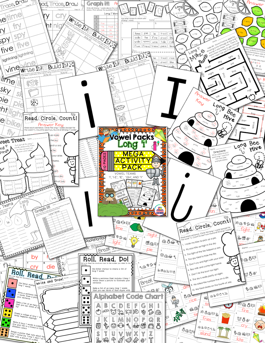 Long I - Vowel MEGA Activity Pack – Teacher Gems