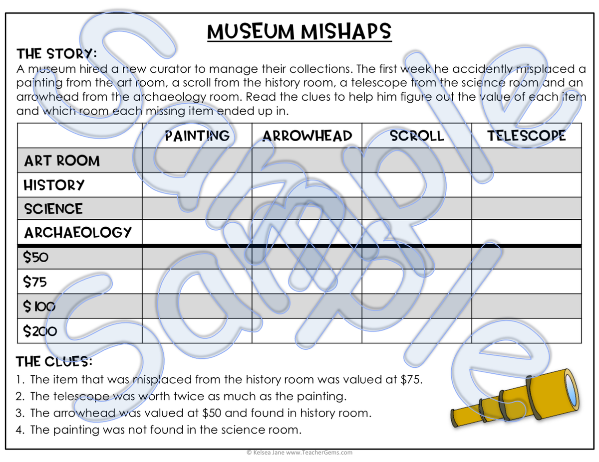 Mystery Theme Logic Puzzles – Teacher Gems