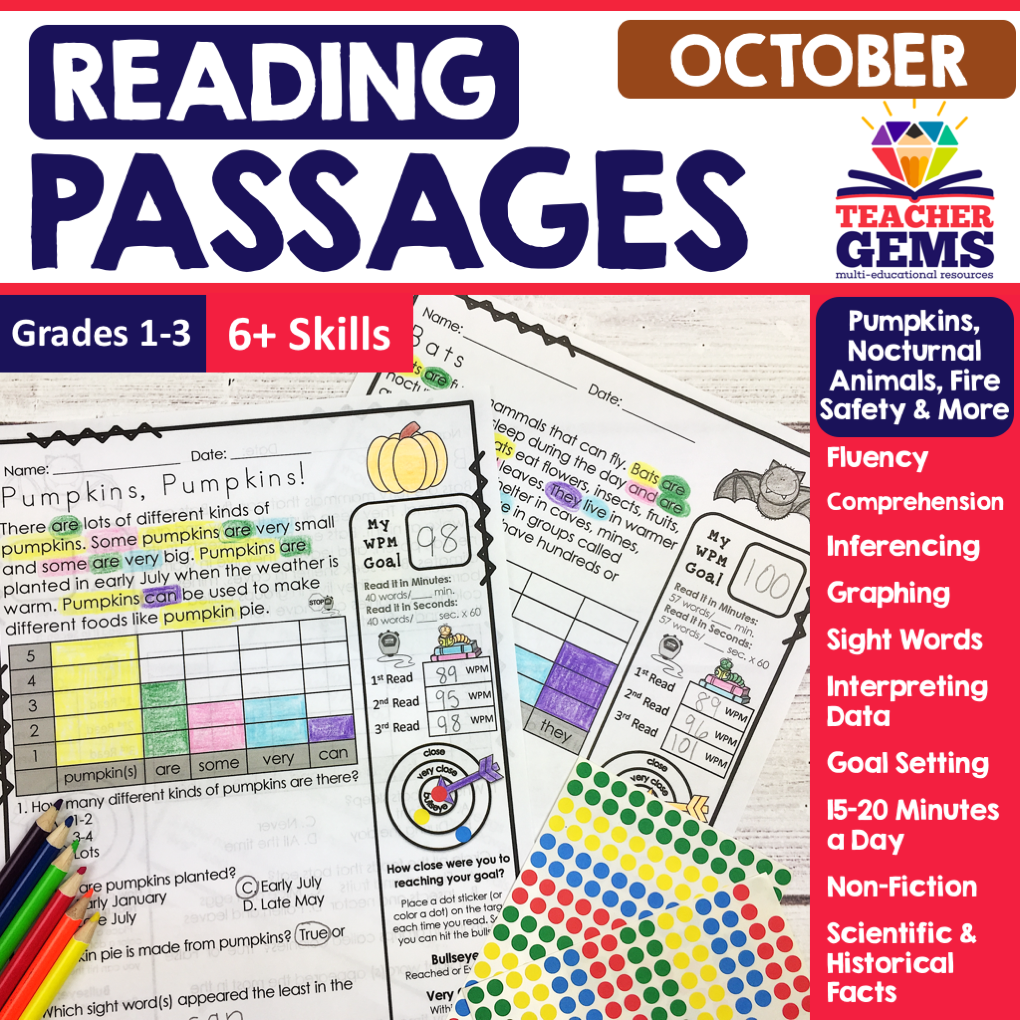 October Reading Passages - Nocturnal Animals, Pumpkins, & More ...