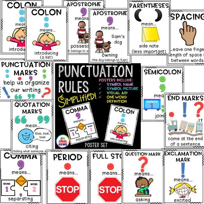Punctuation Rules Simplified Poster Set – Teacher Gems