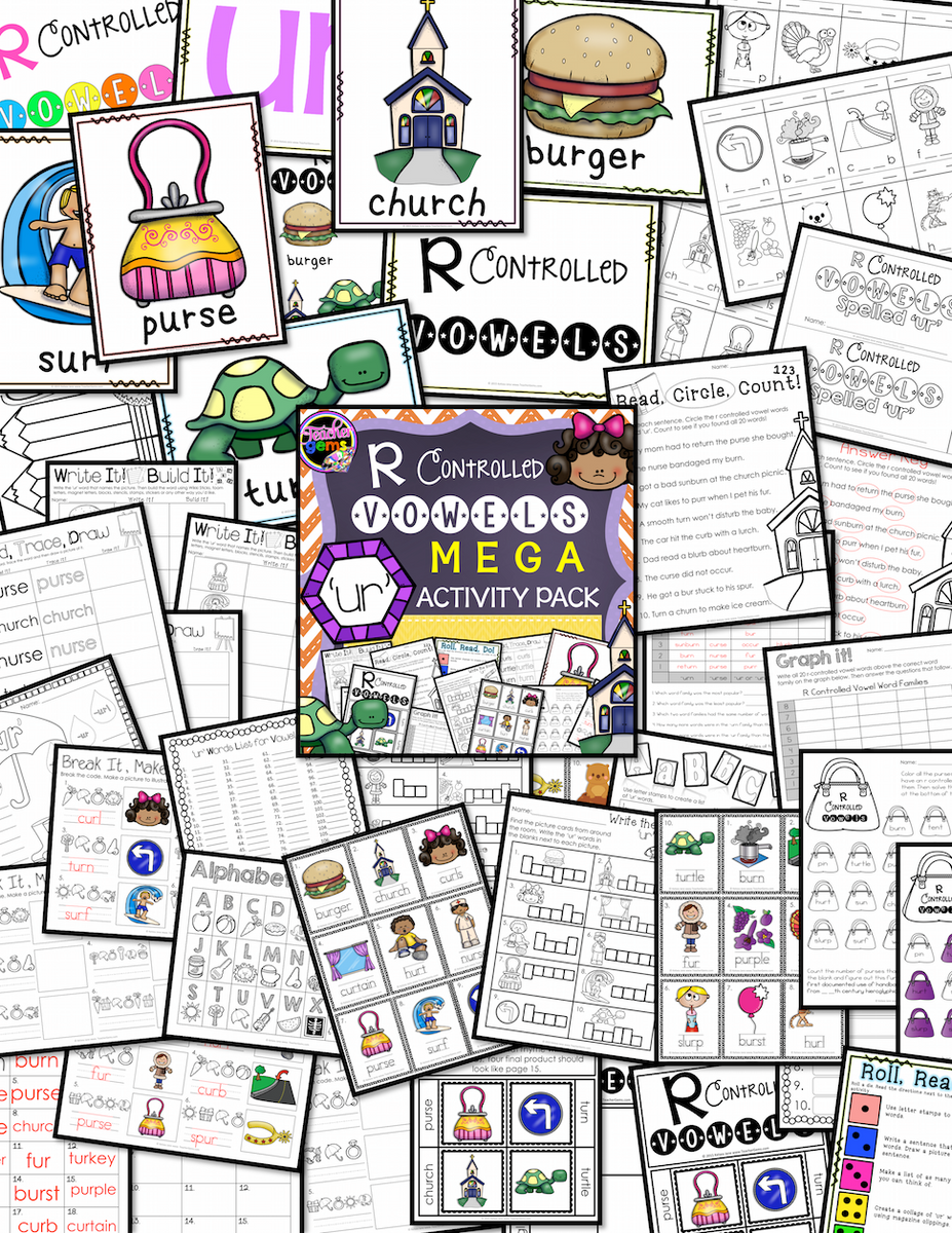 R Controlled Vowels: UR Mega Activity Pack – Teacher Gems
