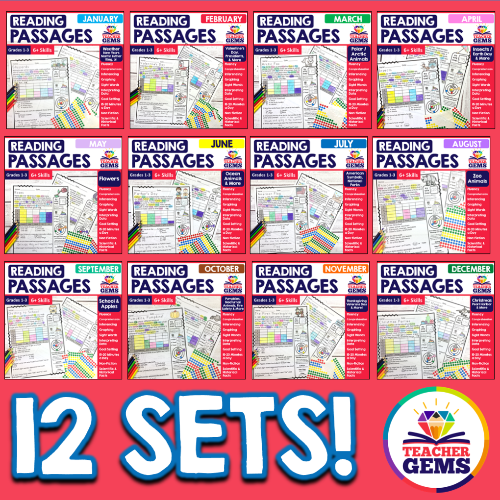 Monthly Reading Passages Bundle – Teacher Gems