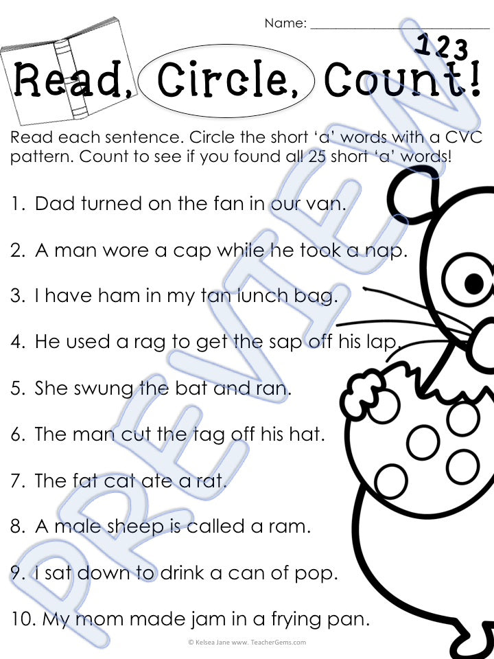 Short A Vowel MEGA Activity Pack – Teacher Gems