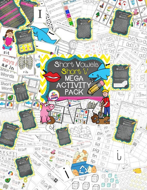 Short I Vowel MEGA Activity Pack – Teacher Gems