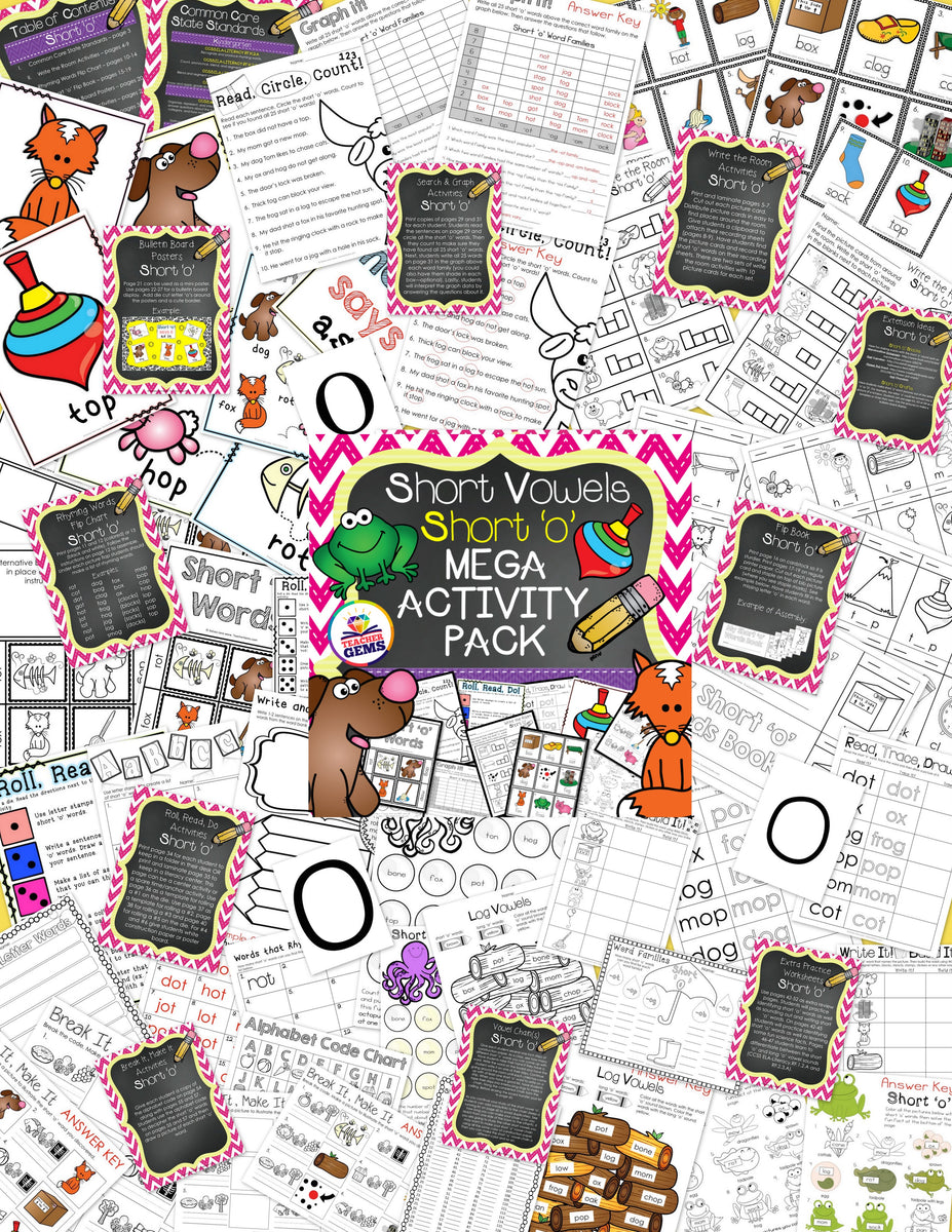 Short O Vowel MEGA Activity Pack – Teacher Gems