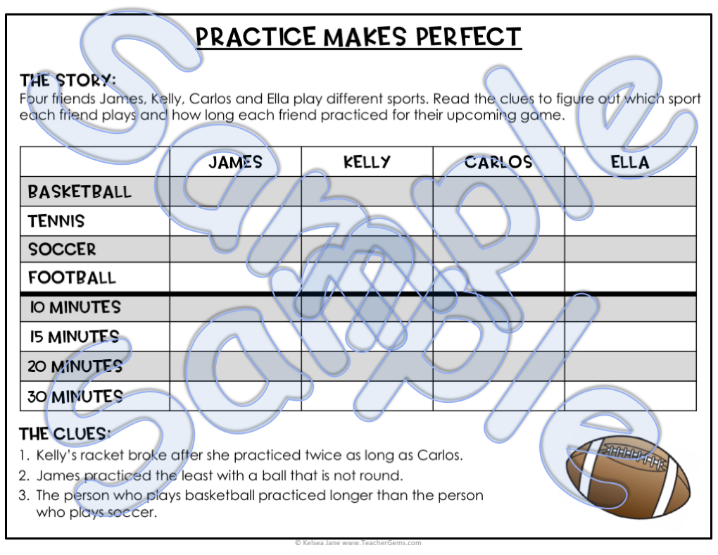 Sports Logic Puzzles – Teacher Gems