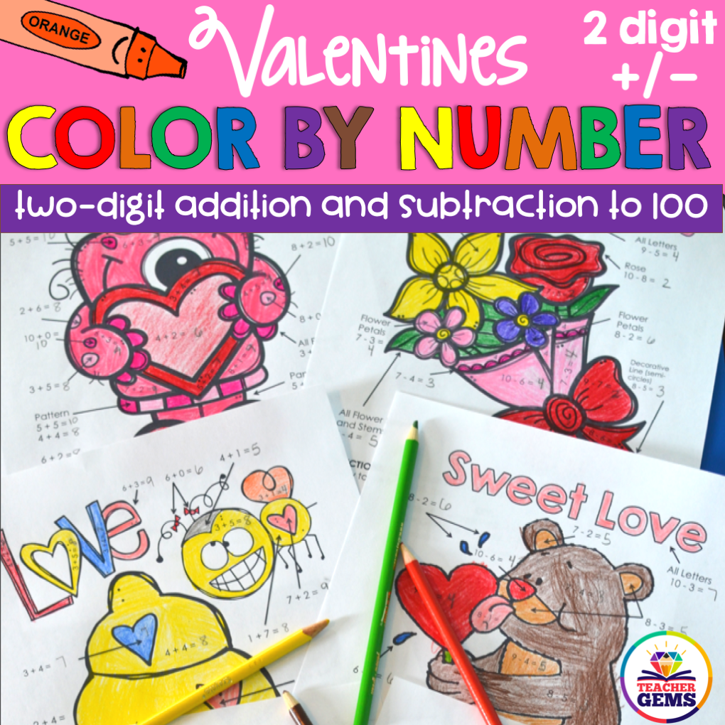 Color by Number Two-Digit Addition and Subtraction to 100 Bundle ...