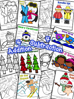 Winter Color by Number Addition and Subtraction to 10 – Teacher Gems