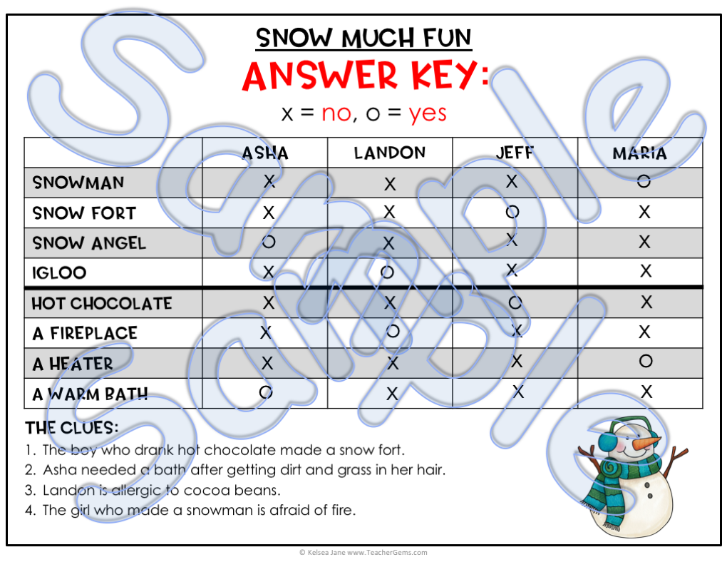 Winter Theme Logic Puzzles – Teacher Gems