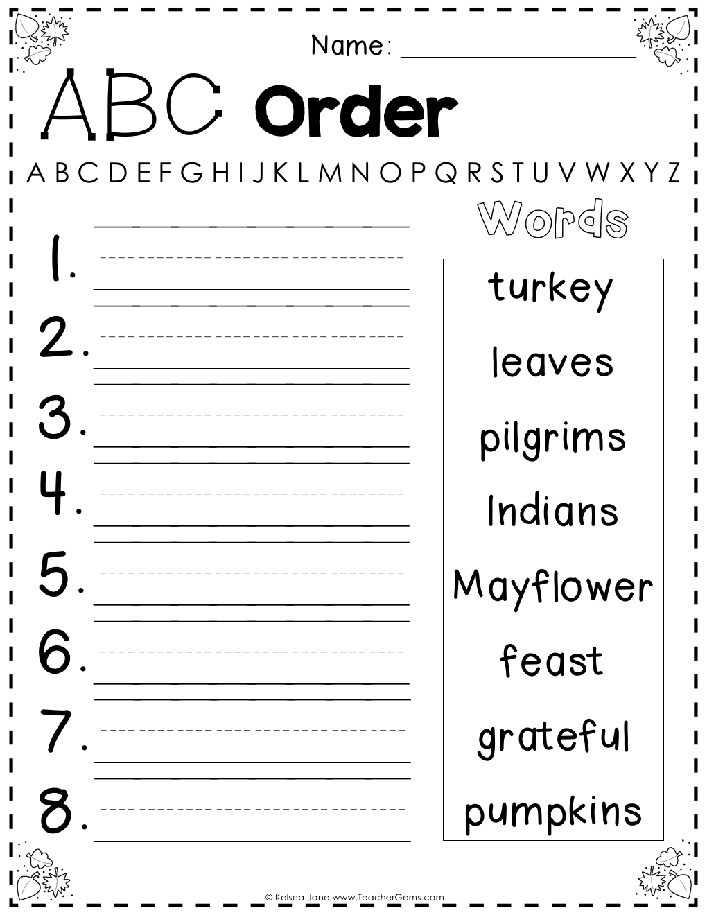 Thanksgiving Handwriting Worksheets Printable Thanksgiving Writing