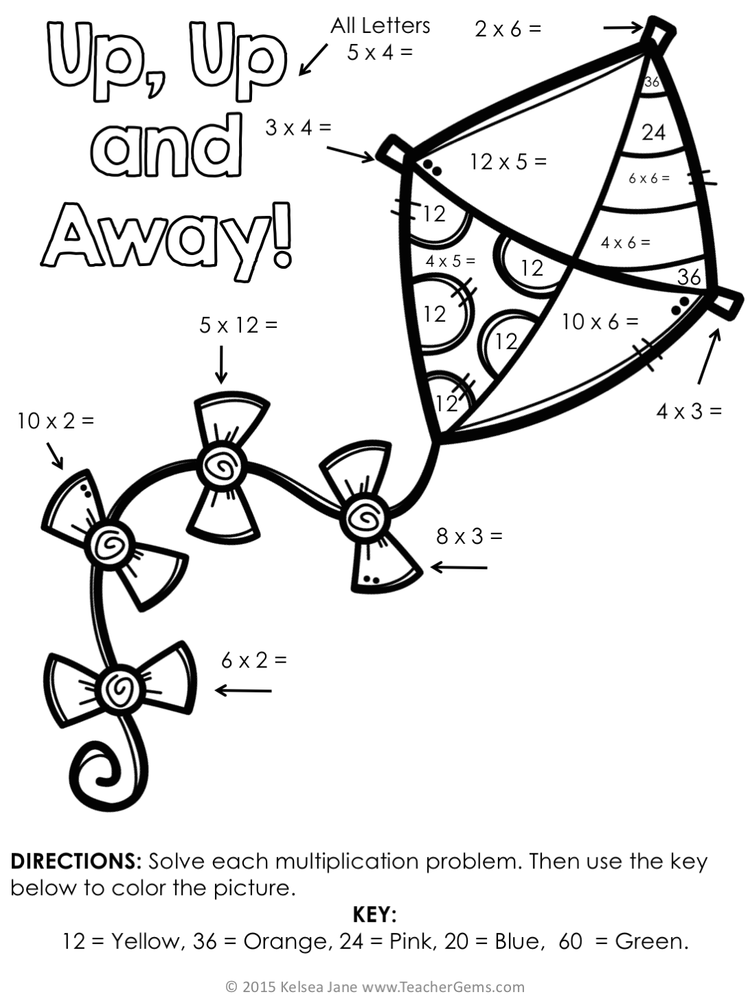 summer multiplication coloring pages