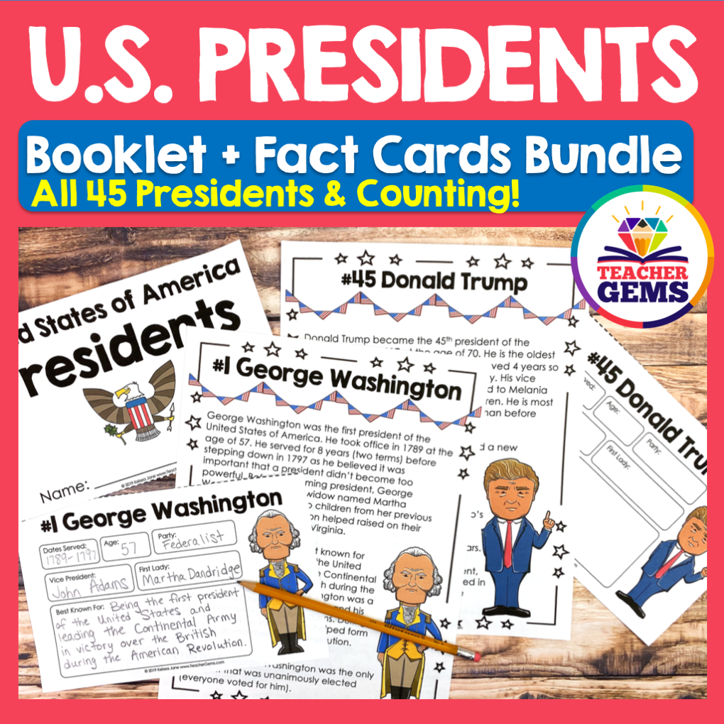 United States Presidents Booklet & Fact Cards Bundle – Teacher Gems